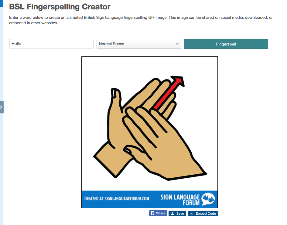 BSL Fingerspelling Message Creator BSL Fingerspelling Message Creator